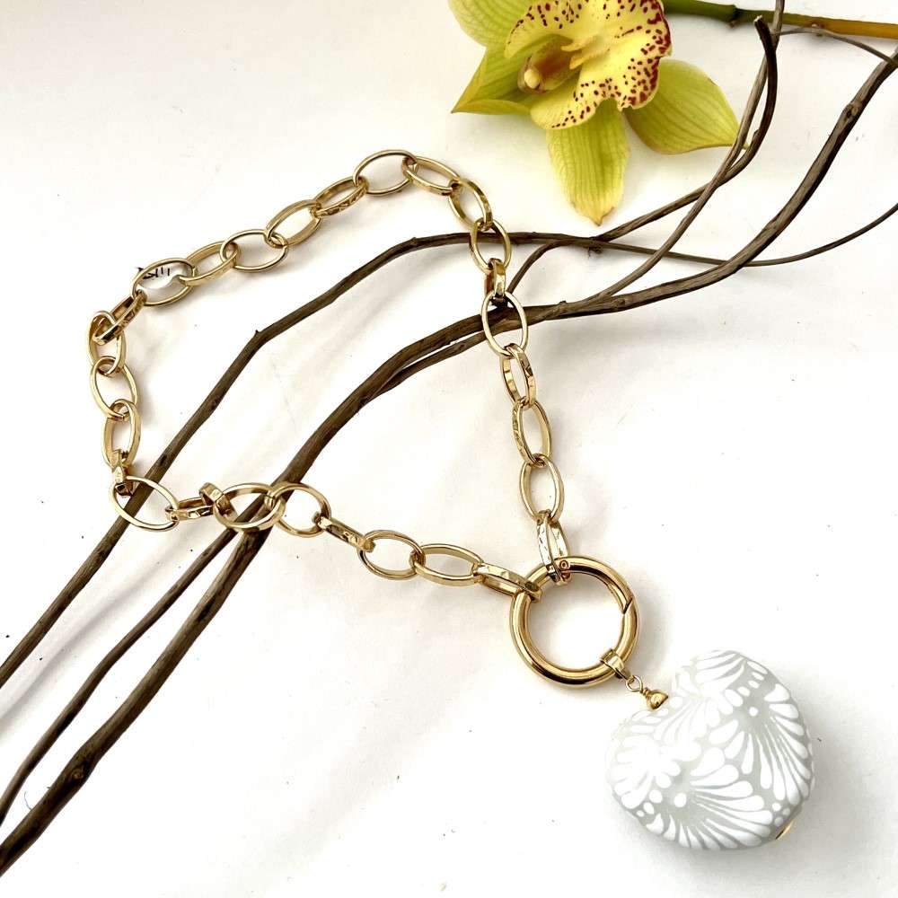 Collar cadena talavera gris - Albor Arte Mx