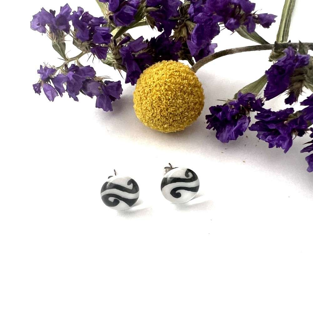 Broquel blanco ondas negras - Albor Arte Mx